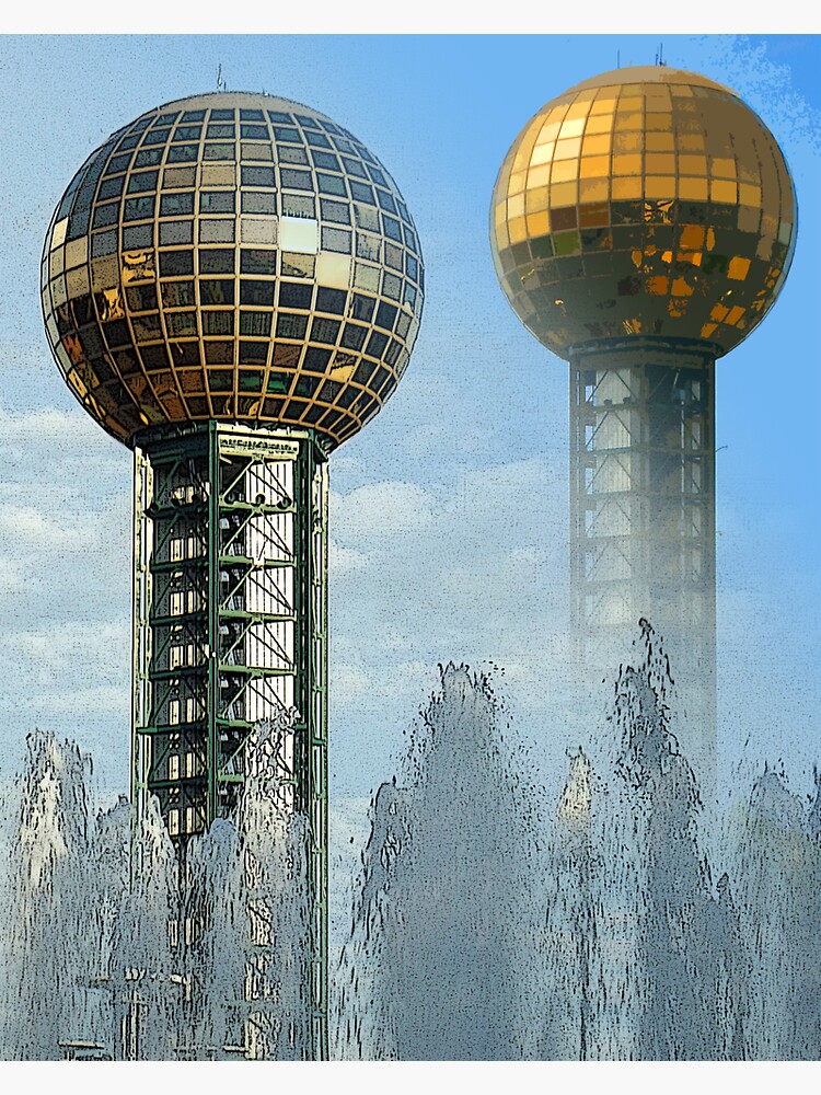 "Two Views of the Sunsphere, Knoxville" Sticker for Sale by Imagems ...