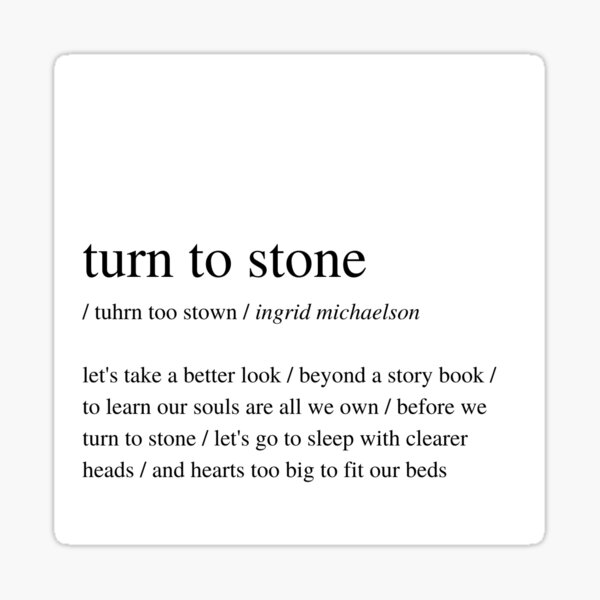 "Turn to Stone Lyric Sticker" Sticker for Sale by angillespie21 | Redbubble