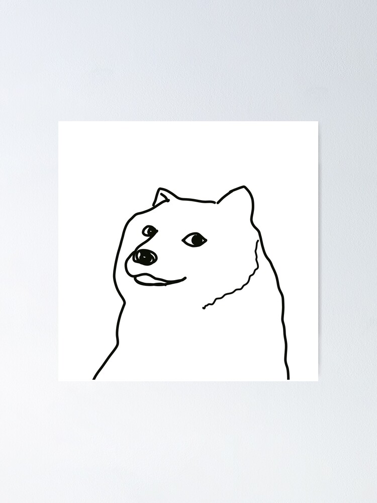 Póster «Dibujo de línea simple Doge, dibujo de perro lindo minimalista ...