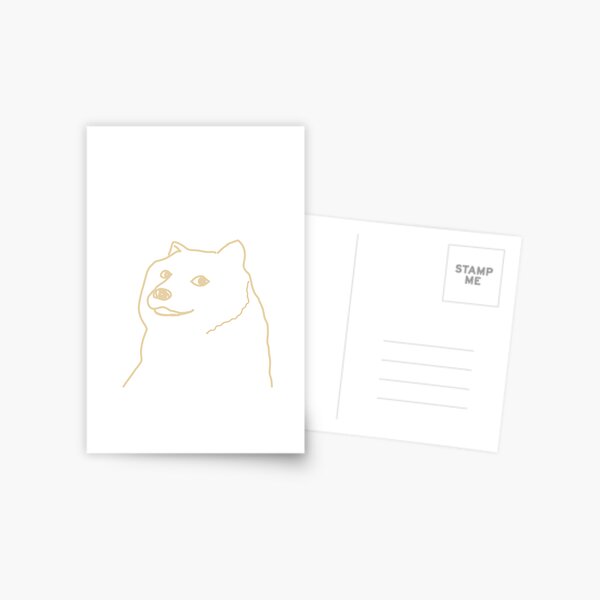 "Simple Doge line drawing, minimalistic cute dog drawing" Postcard for ...