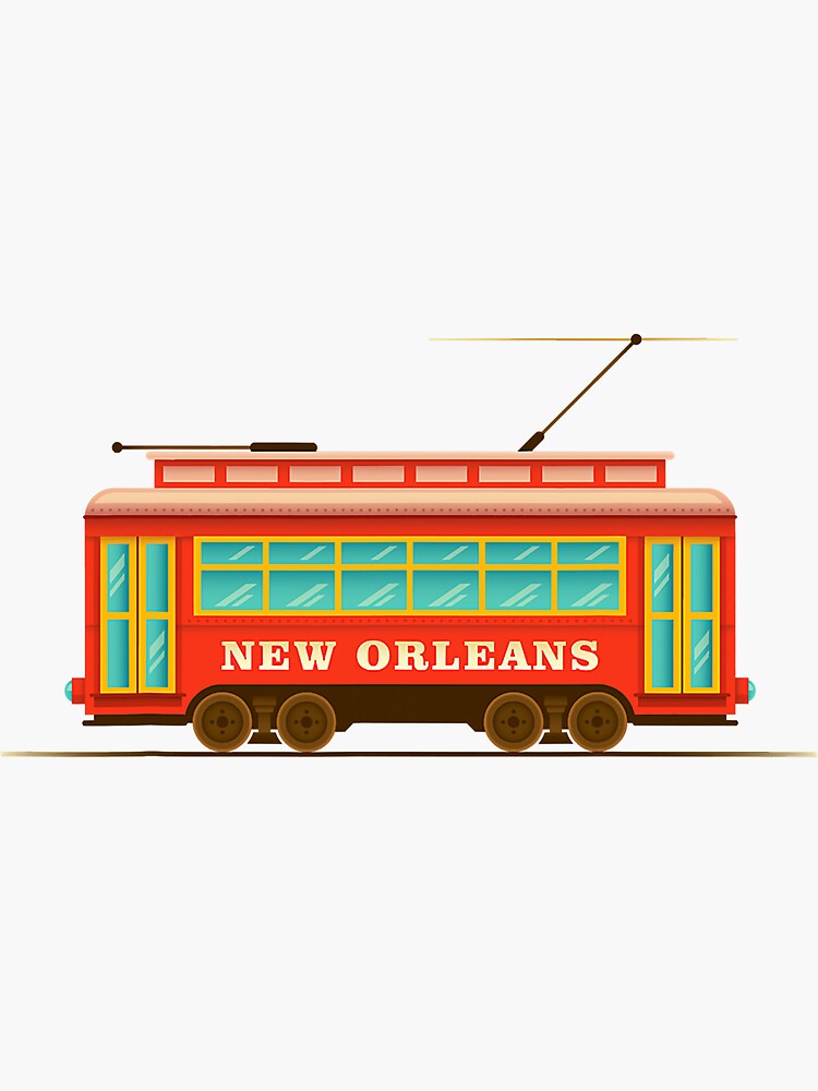 "New Orleans Streetcar Trolley Retro Style" Sticker for Sale by ...
