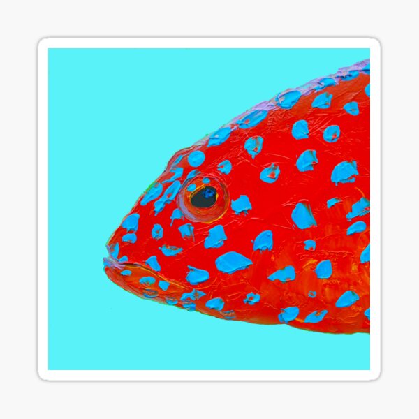 "Strawberry Grouper Fish painting" Sticker for Sale by MatsonArtDesign ...