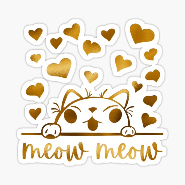 "Meow Meow, Golden Cat" Sticker by ZuzanaMaja | Redbubble