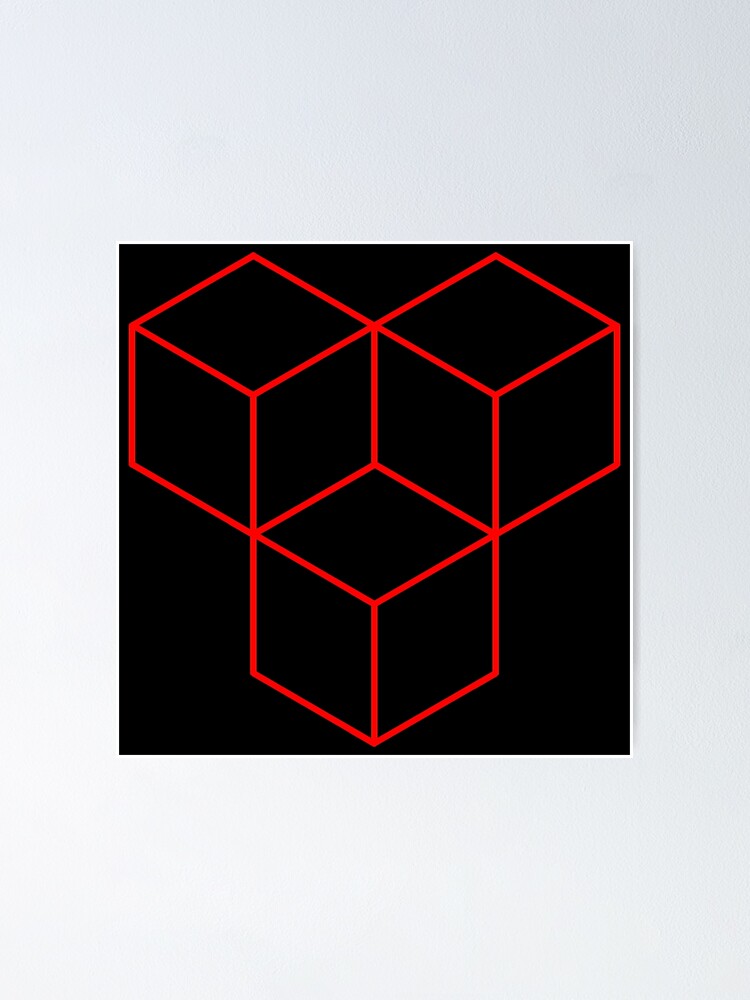 "Cube Corner Illusion Red" Poster for Sale by FabriKaela | Redbubble