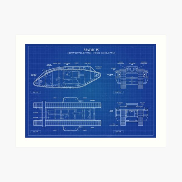 "MARK IV Tank (Blueprint)" Art Print for Sale by BGALAXY | Redbubble