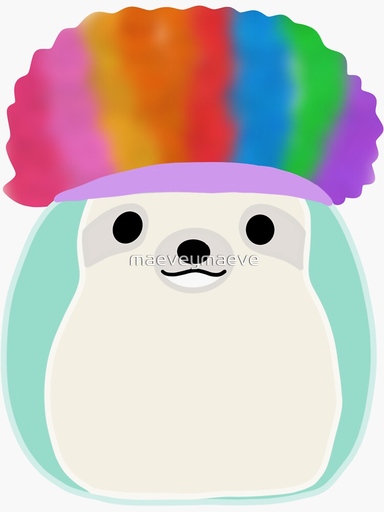 "Rainbow Sloth Squishmallow" Sticker by maeveymaeve | Redbubble