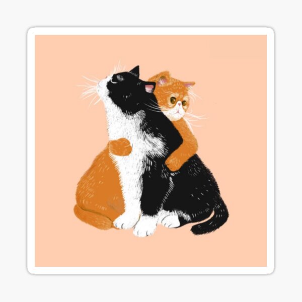"Cats Hugging " Sticker by QualityClo | Redbubble