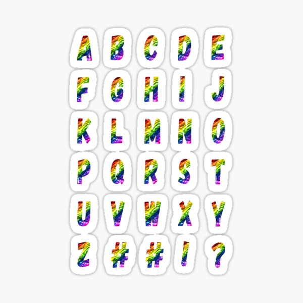 "Rainbow style A to Z Letters pack V2" Sticker for Sale by ...