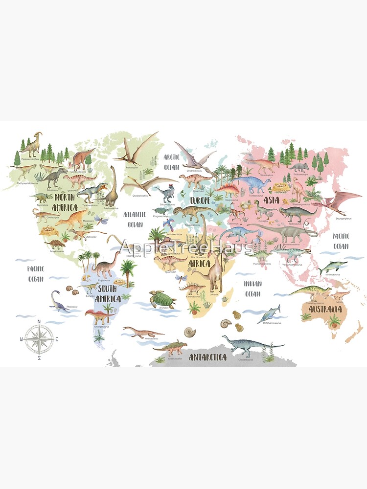 Póster «Mapa del mundo de los dinosaurios» de AppleTreeHaus | Redbubble
