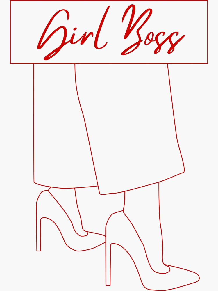 "Girl Boss line art in Red" Sticker by fjakaseason | Redbubble