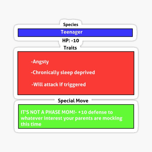 "Teenager Video Game stats design" Sticker by Awesomesauceme | Redbubble