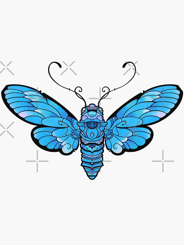 "blue moth symmetrical design" Sticker for Sale by weilertsen | Redbubble