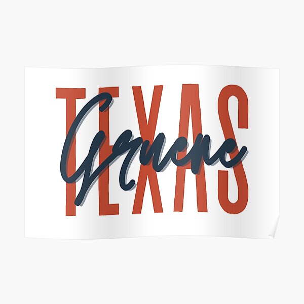 "Gruene Texas // Script Design // State Flag Colors" Poster by ...