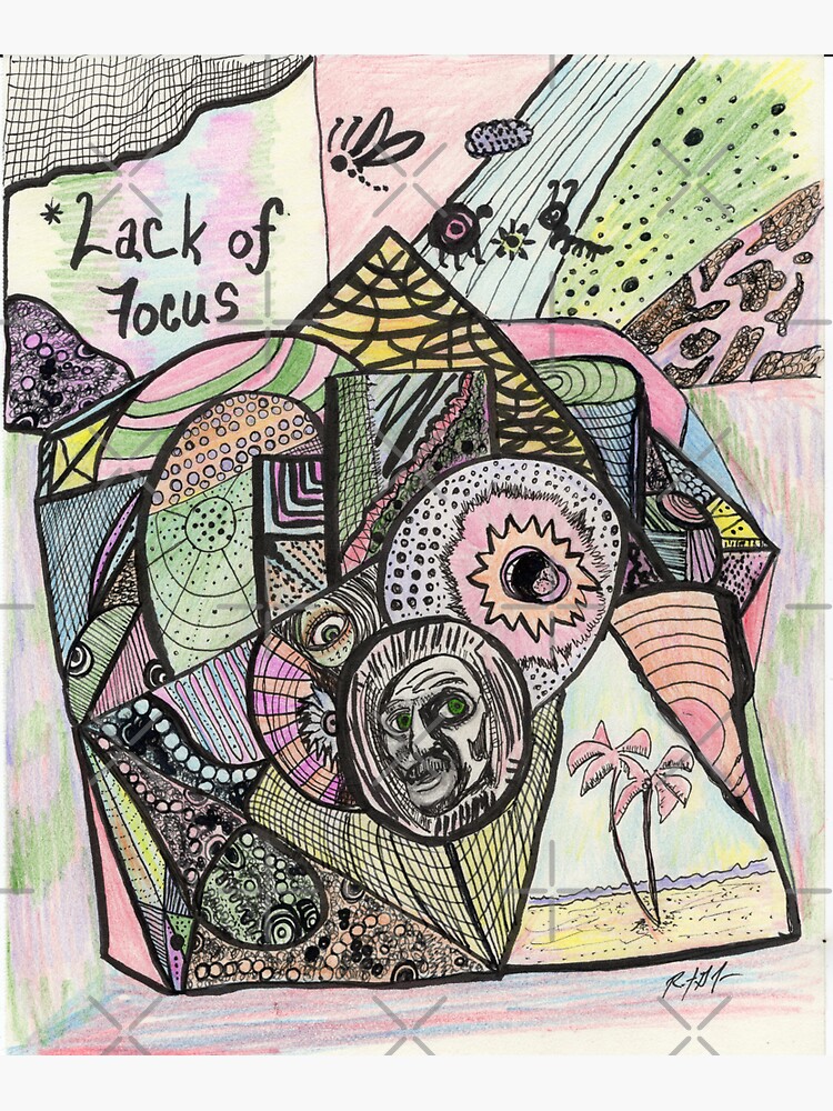 "Lack of Focus doodle art abstract pen and ink drawing" Sticker by ...