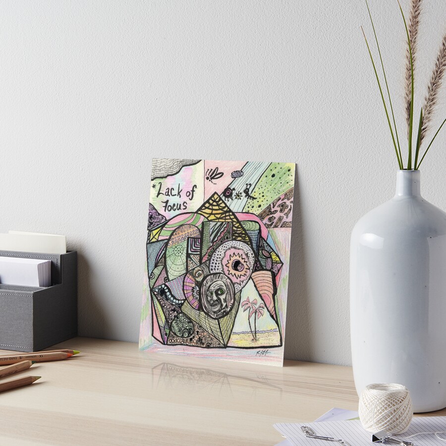 "Lack of Focus doodle art abstract pen and ink drawing" Art Board Print ...