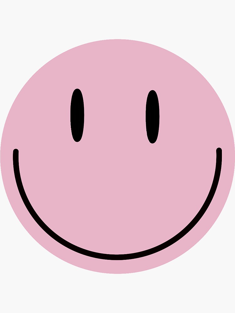 "pink happy face" Sticker for Sale by DaisySquared | Redbubble