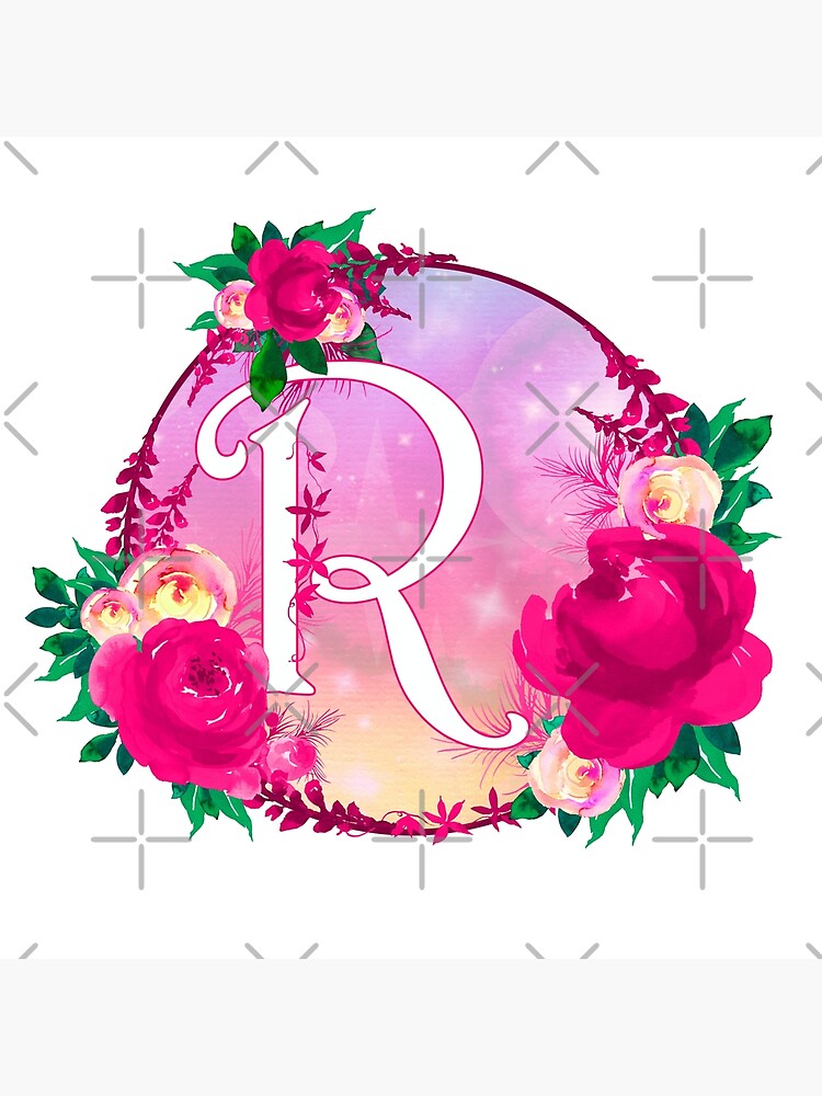 Lámina fotográfica «El monograma floral rosa de la letra 'R'» de ...