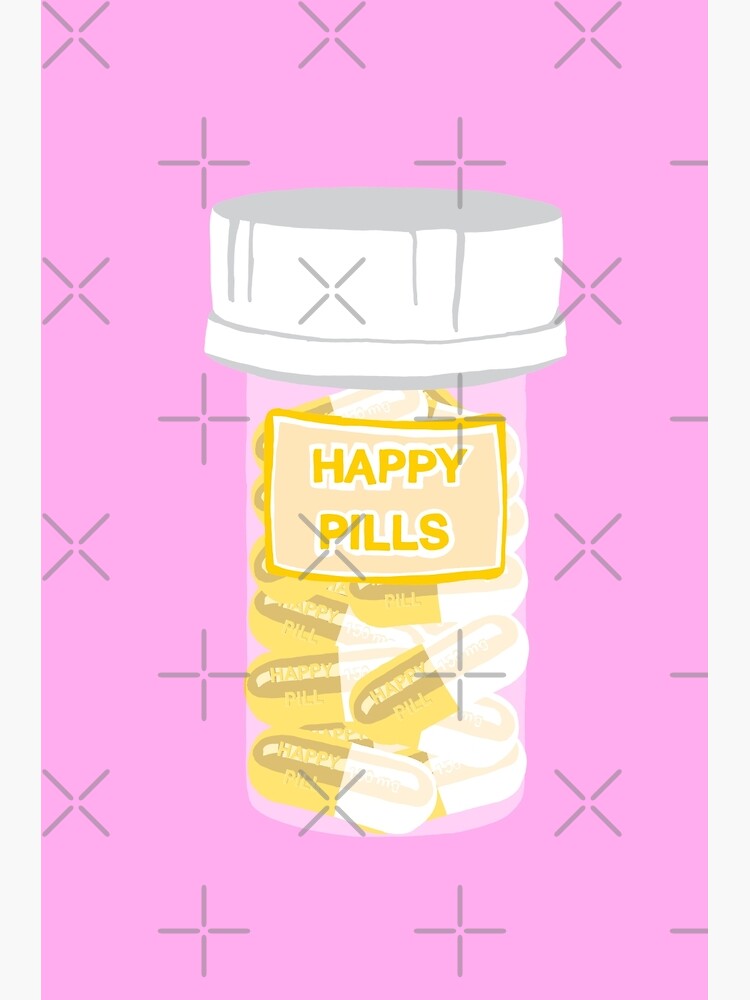 "Happy Pill Bottle Pink" Poster for Sale by JaymieMetz | Redbubble