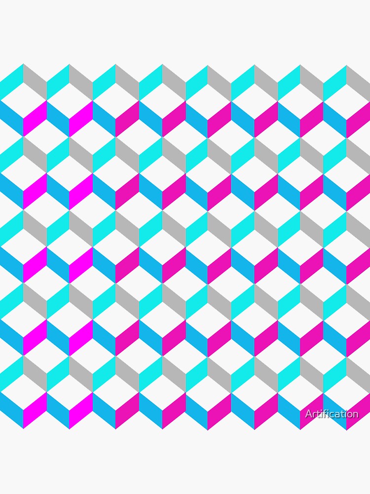 "Bold Bright Trendy Optical Illusion Color Blocks Geometric Print ...