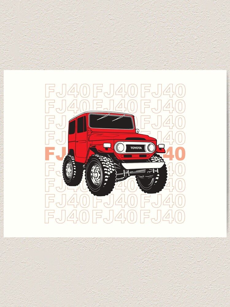 "Toyota Landcruiser FJ40 stacked in Red" Art Print by BullochSpeedshp ...