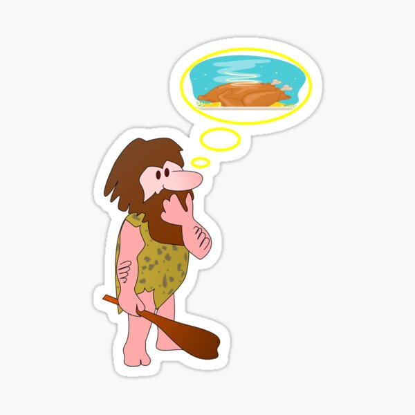 "CAVEMAN X FRIED CHICKEN" Sticker for Sale by OninUnderground | Redbubble