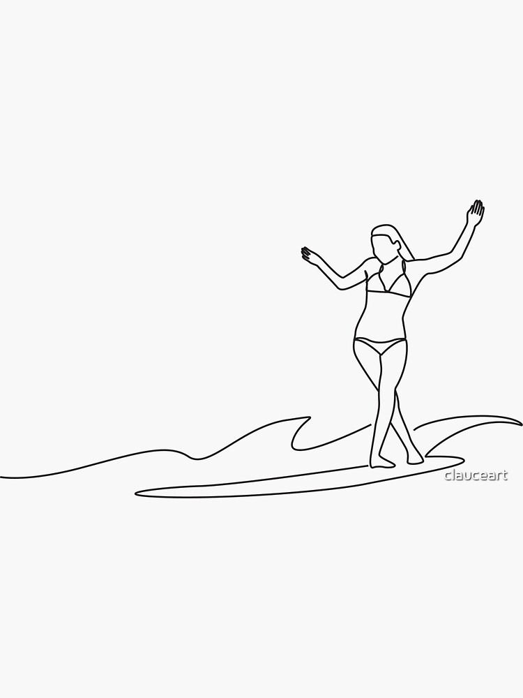 "Surfing Single Line Drawing, Surf Illustration, Surf One Line Art ...