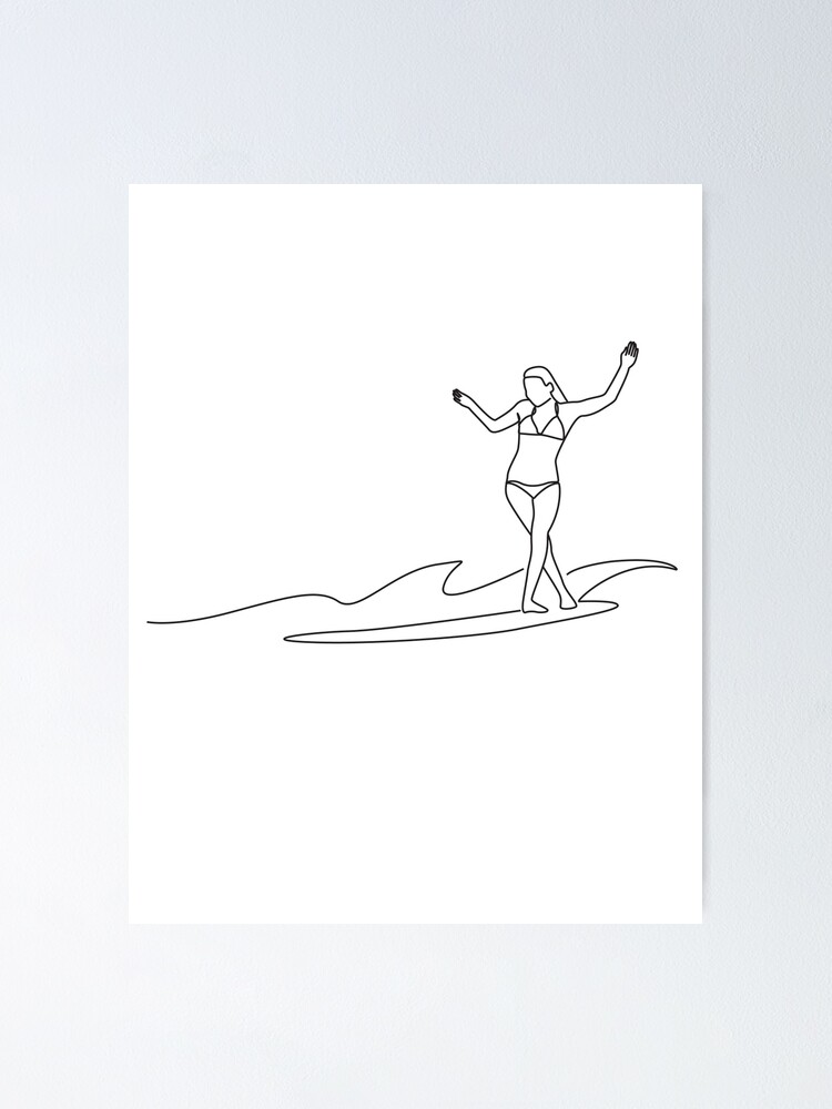 "Surfing Single Line Drawing, Surf Illustration, Surf One Line Art ...