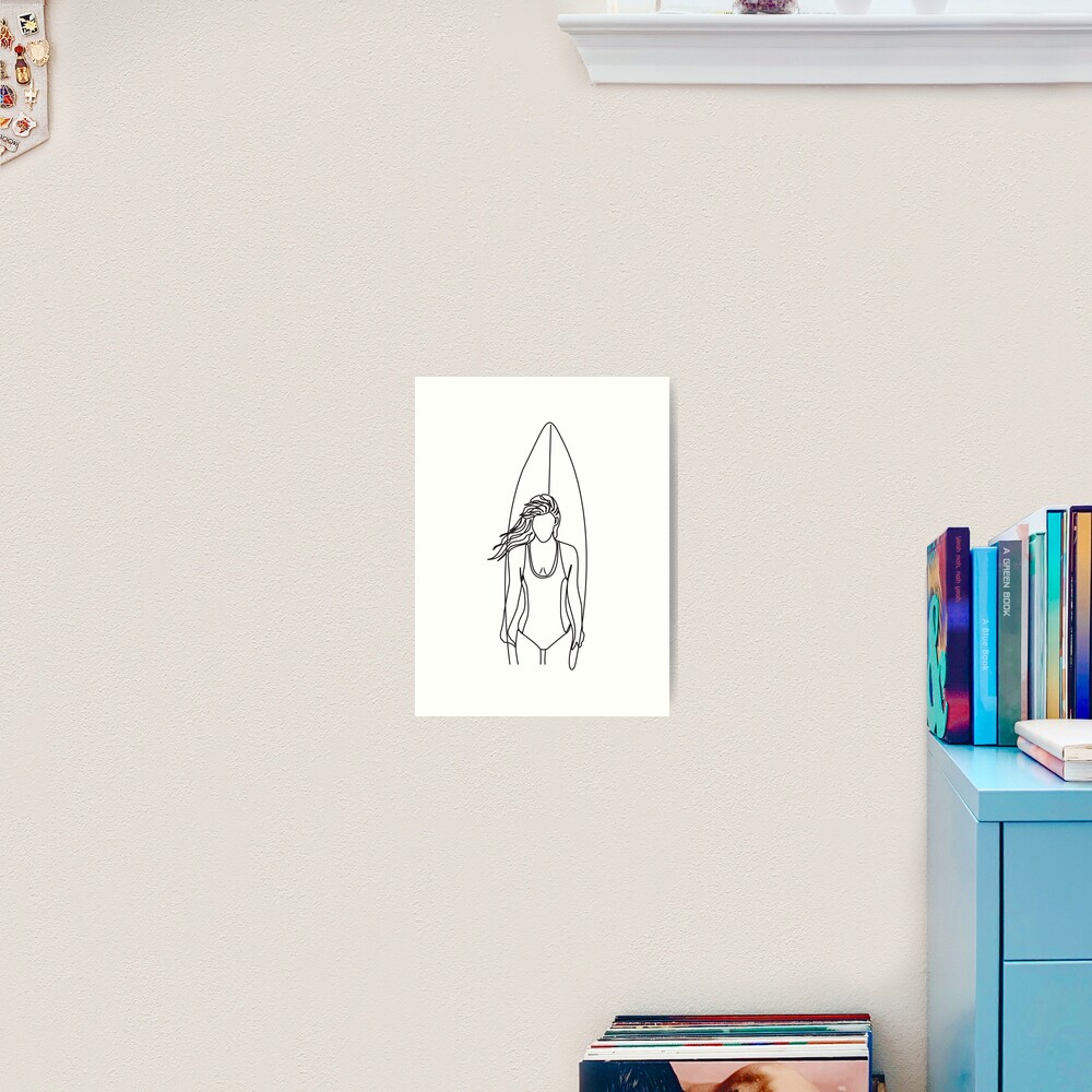 "Surfboard Single Line Drawing, Surf Illustration, Surf One Line Art ...