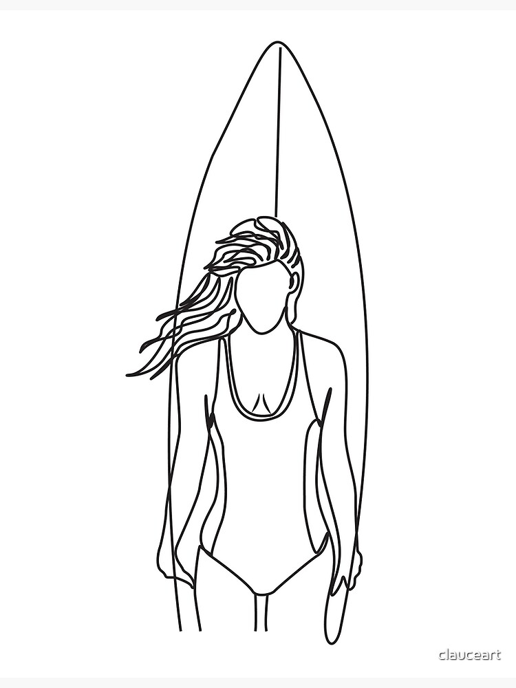 "Surfboard Single Line Drawing, Surf Illustration, Surf One Line Art ...