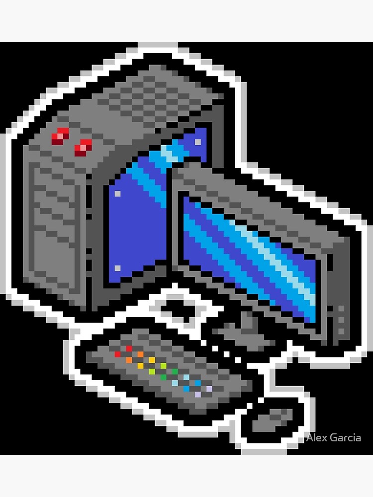"Gaming PC Black Blue - Pixel Art" Art Print for Sale by AlexGarcia-Art ...