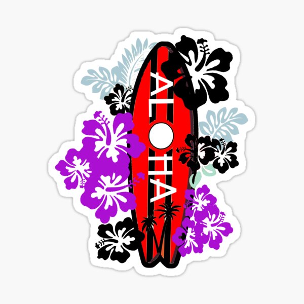 "Aloha surfboard - Floral Hawai" Sticker for Sale by creabubble | Redbubble