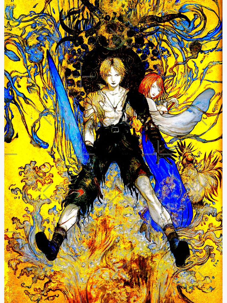 "Yoshitaka Amano - Tidus and Yuna" Sticker for Sale by uprooted | Redbubble