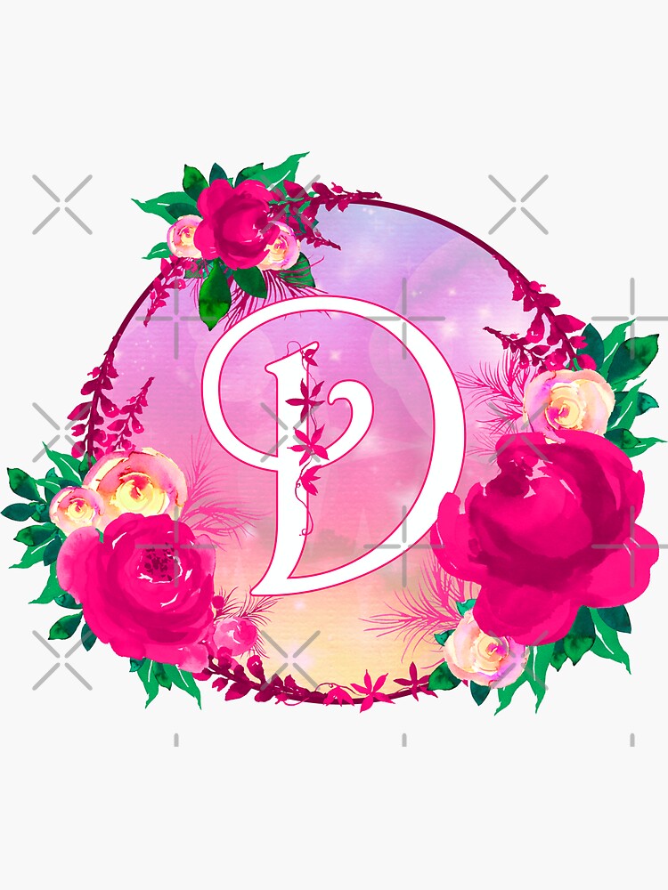 "The Letter 'D' Pink Floral Monogram" Sticker for Sale by Bumblefuzzies ...