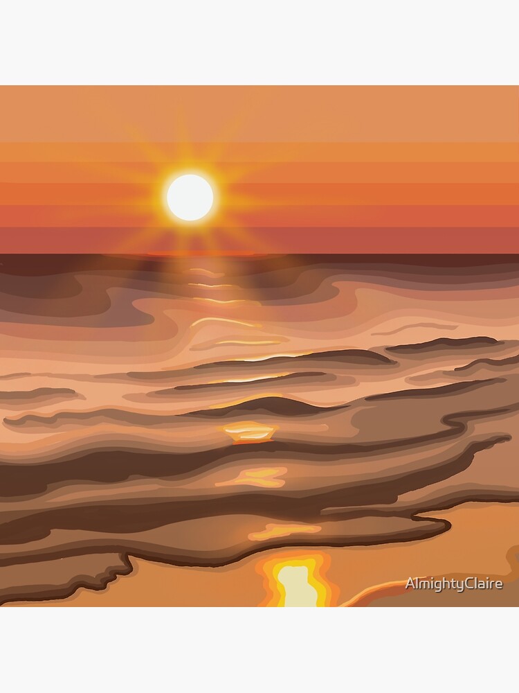 "Abstract Warm Ocean Sunrise Landscape Digital Illustration" Poster for ...