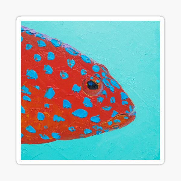 "Strawberry Grouper Fish on turquoise" Sticker for Sale by ...