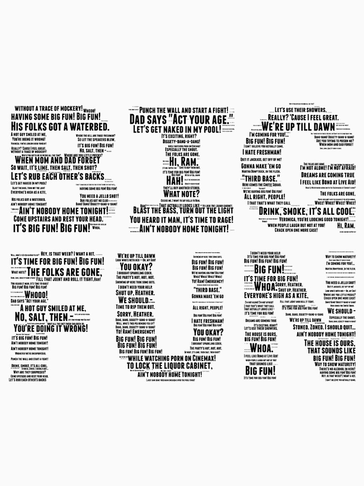 "Heathers "Big Fun" Lyrics" T-shirt for Sale by gracereed | Redbubble ...