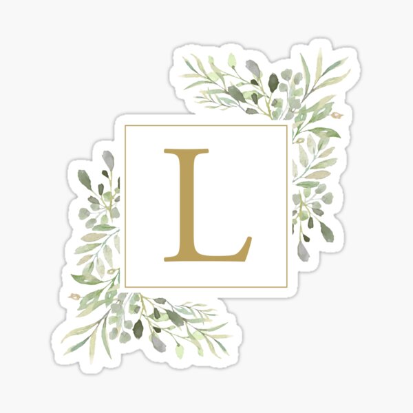 "Gold Letter L Monogram Watercolor Greenery" Sticker for Sale by ...