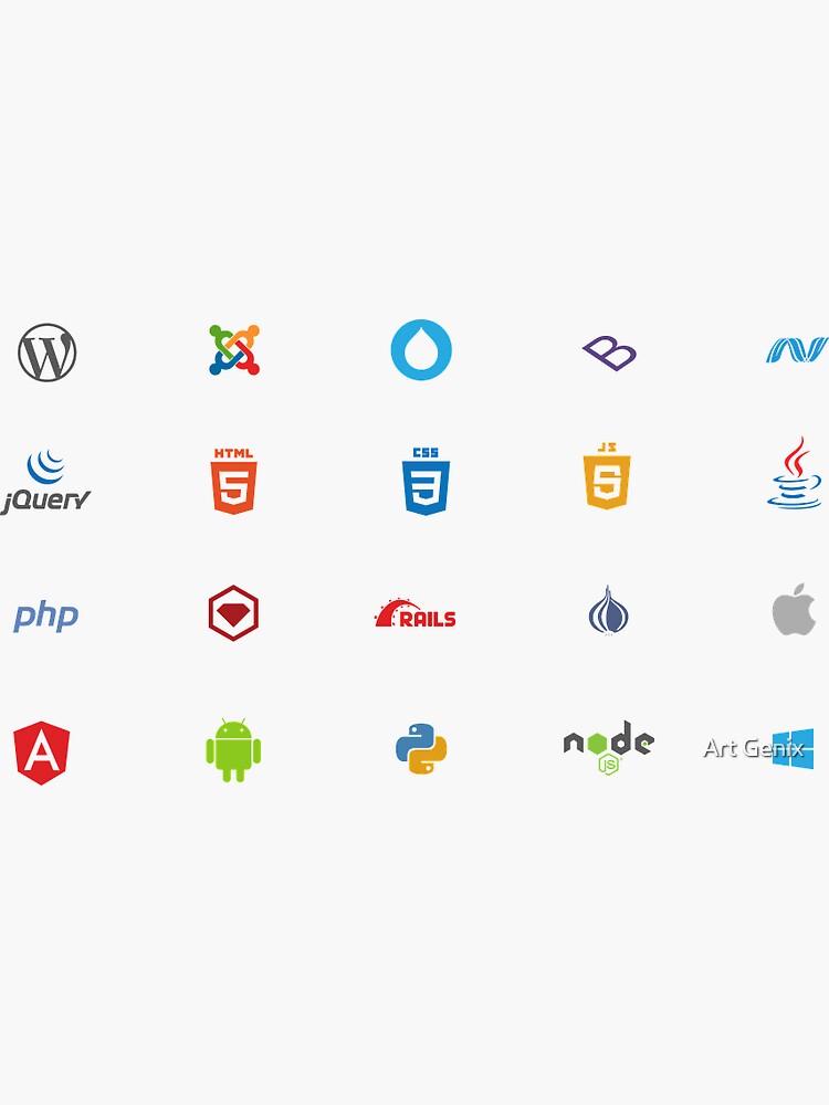 "Programming logos collage" Sticker for Sale by SanatJha | Redbubble