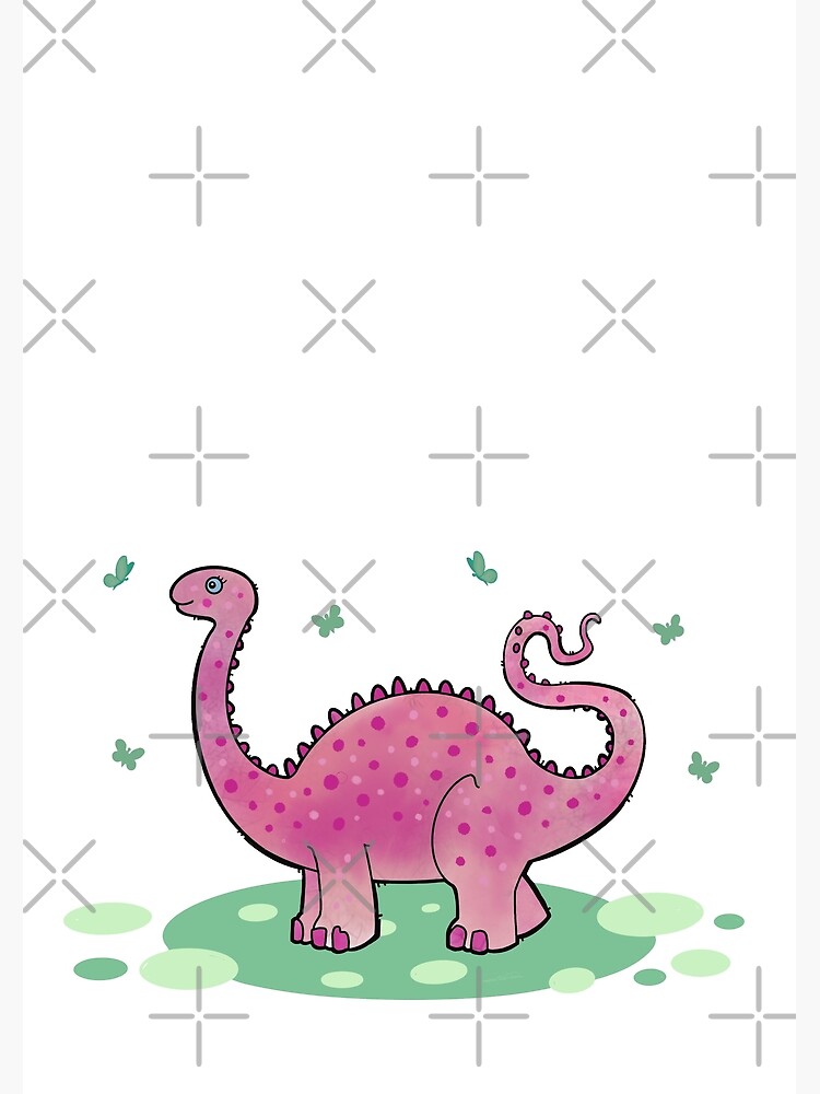 "pink diplodocus dinosaur with butterflies" Poster by weilertsen ...