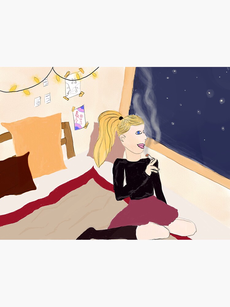 "Smoking Girl At Home" Sticker for Sale by sweet-emily | Redbubble