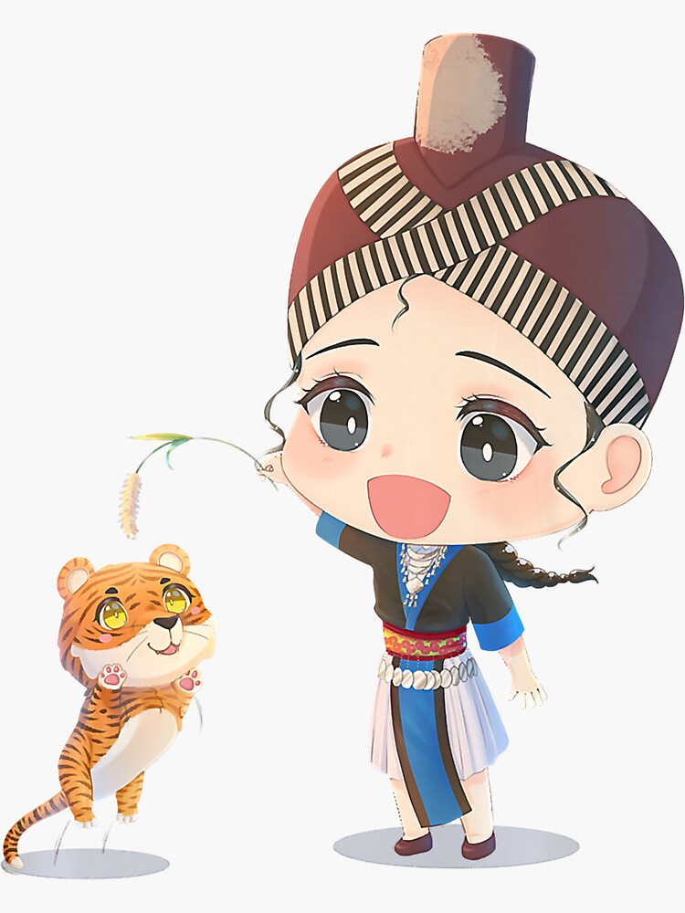 "Chibi Hmong Girl & Tiger " Sticker for Sale by robinsonfevb45 | Redbubble