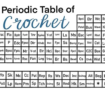 "The Periodic Table of Crochet" Sticker for Sale by crochetitaintso ...