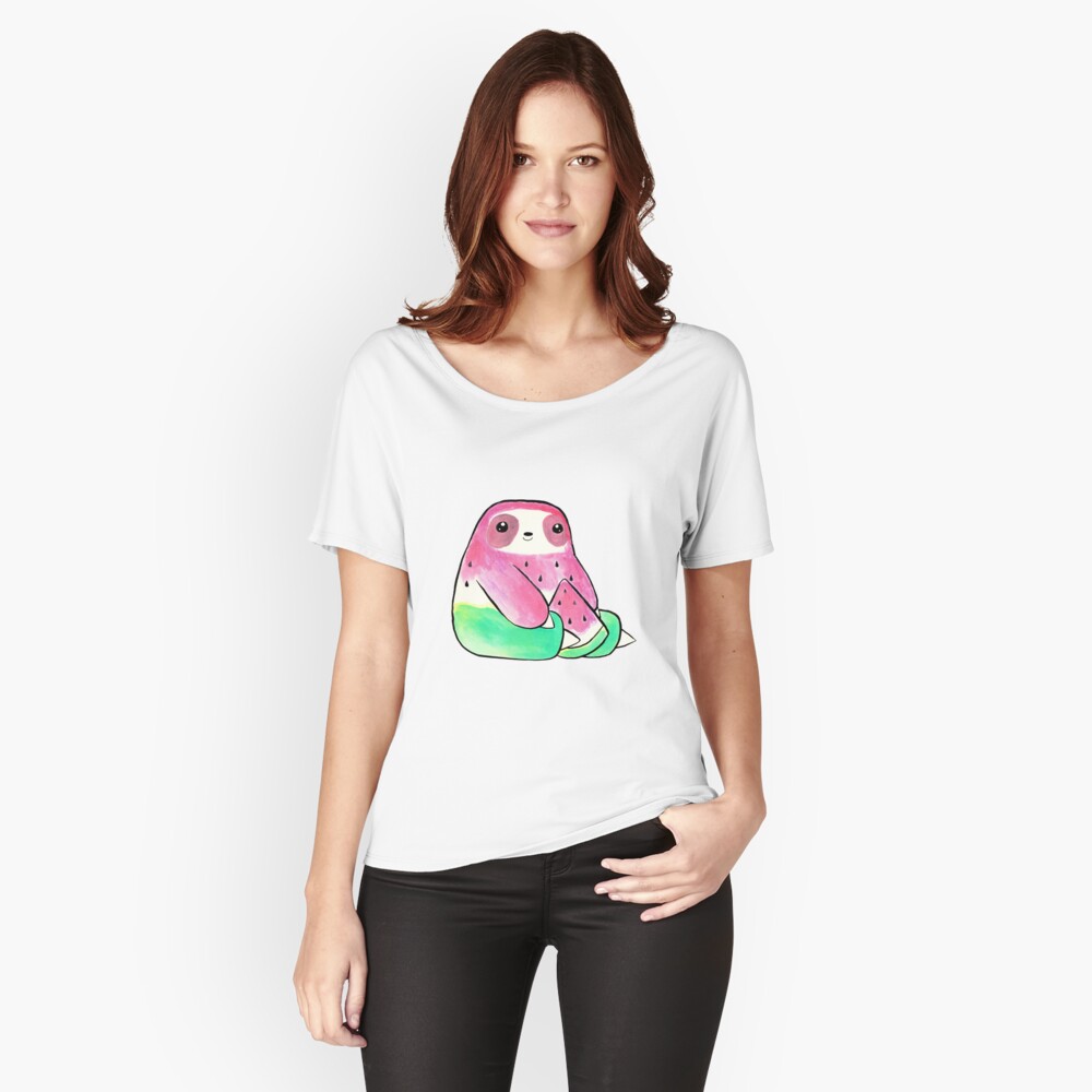 "Watermelon Watercolor Sloth" Sticker for Sale by SaradaBoru | Redbubble