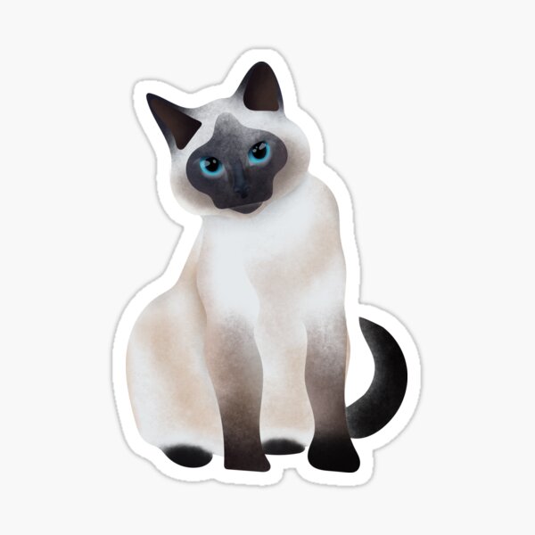 "Siamese cat with blue eyes design" Sticker for Sale by unepommedeterre ...
