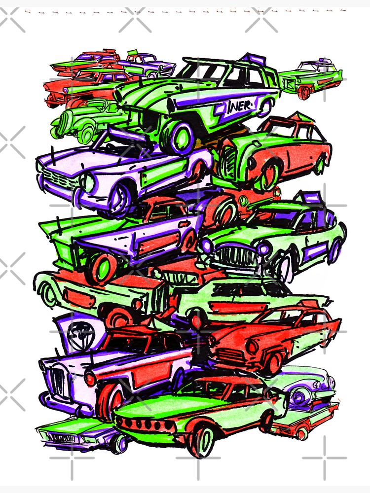 "colourful banger car doodle' - hand drawn by design by travalgar ...