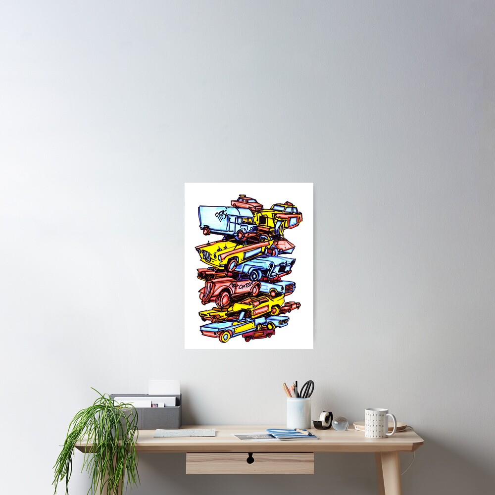 "colourful banger car doodle version 2' - hand drawn by design by ...