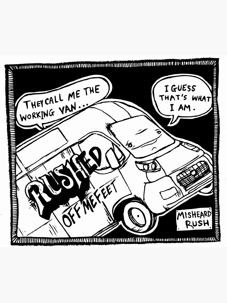 "Rush Working Man Lyrics Pun Prog Rock Word Play Funny" Sticker for ...