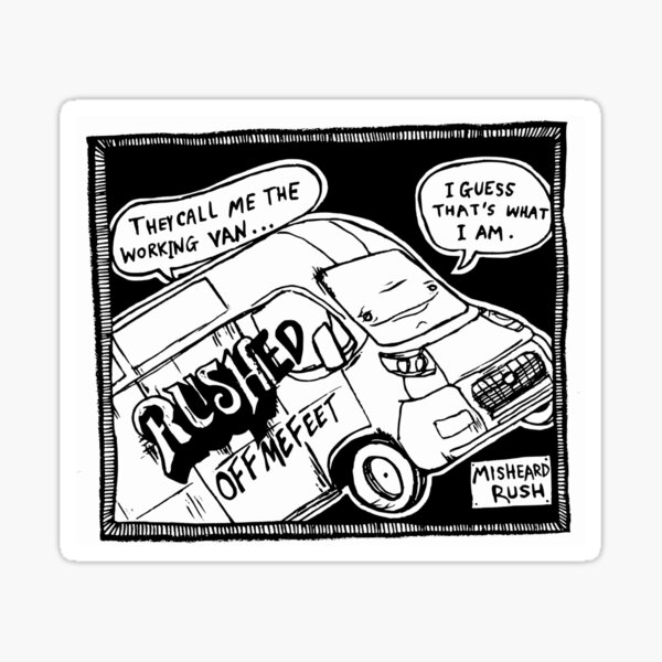 "Rush Working Man Lyrics Pun Prog Rock Word Play Funny" Sticker for ...