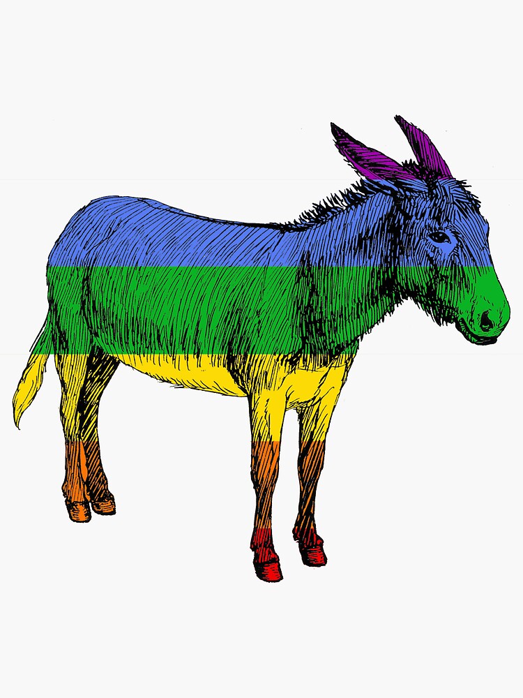 "Rainbow Donkey" Sticker for Sale by AtheistBecause | Redbubble