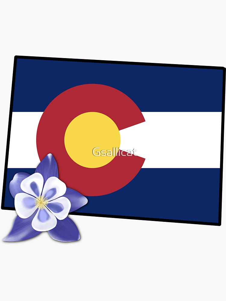 "State of Colorado Flag with State Flower Colorado Blue Columbine ...